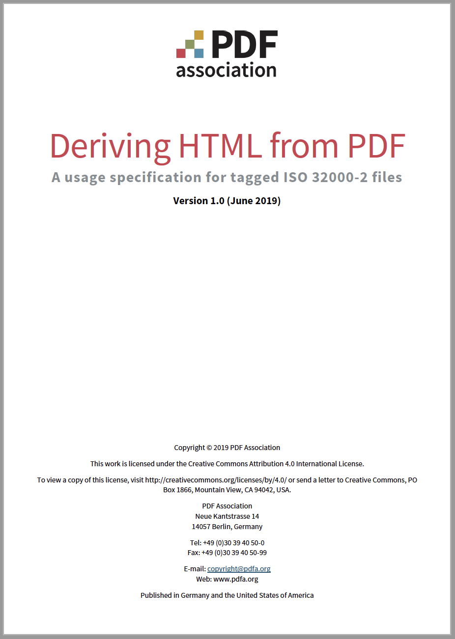 Deriving HTML from PDF – PDF Association