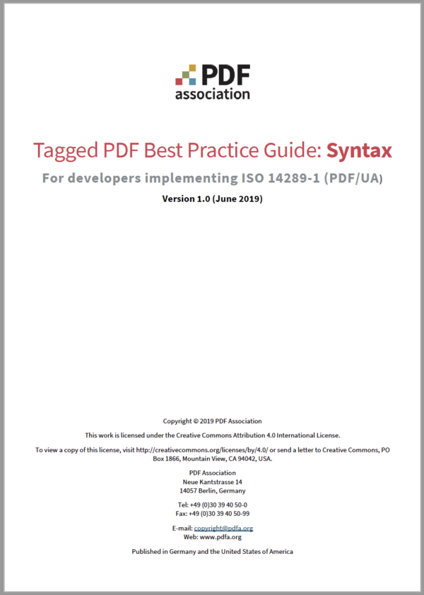 Tagged PDF Best Practice Guide: Syntax – PDF Association